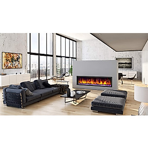 Dynasty Cascade74 inch Wall Mount Linear Electric Fireplace - Black, DY-BTX74