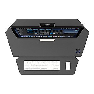 VERSADESK UltraLite Standing Desk Converter, Electric Height-Adjustable Desk Riser, Sit to Stand Desktop with Keyboard and USB Port, 36 x 24 Inches, Black