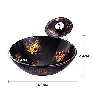 YOtat Tempered Glass Sink, Hotel Sink, Bath om Toilet Basin, Household Hotel Kitchen Accessories (A)