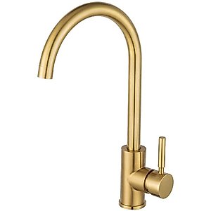 WEITOL Kitchen Sink Faucet for Bar Farmhouse Commercial, Stainless Steel Wire Drawing Golden Kitchen Faucet, Hot and Cold Water Faucet, Mixer Tap Kitchen Accessories
