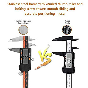 Allnice Digital Caliper 0-6" Vernier Caliper Digital Electronic Gauge Micrometer Measuring Tool with Large LCD Screen and Stainless Steel Body, Millimeter/Inch/Fraction Conversion