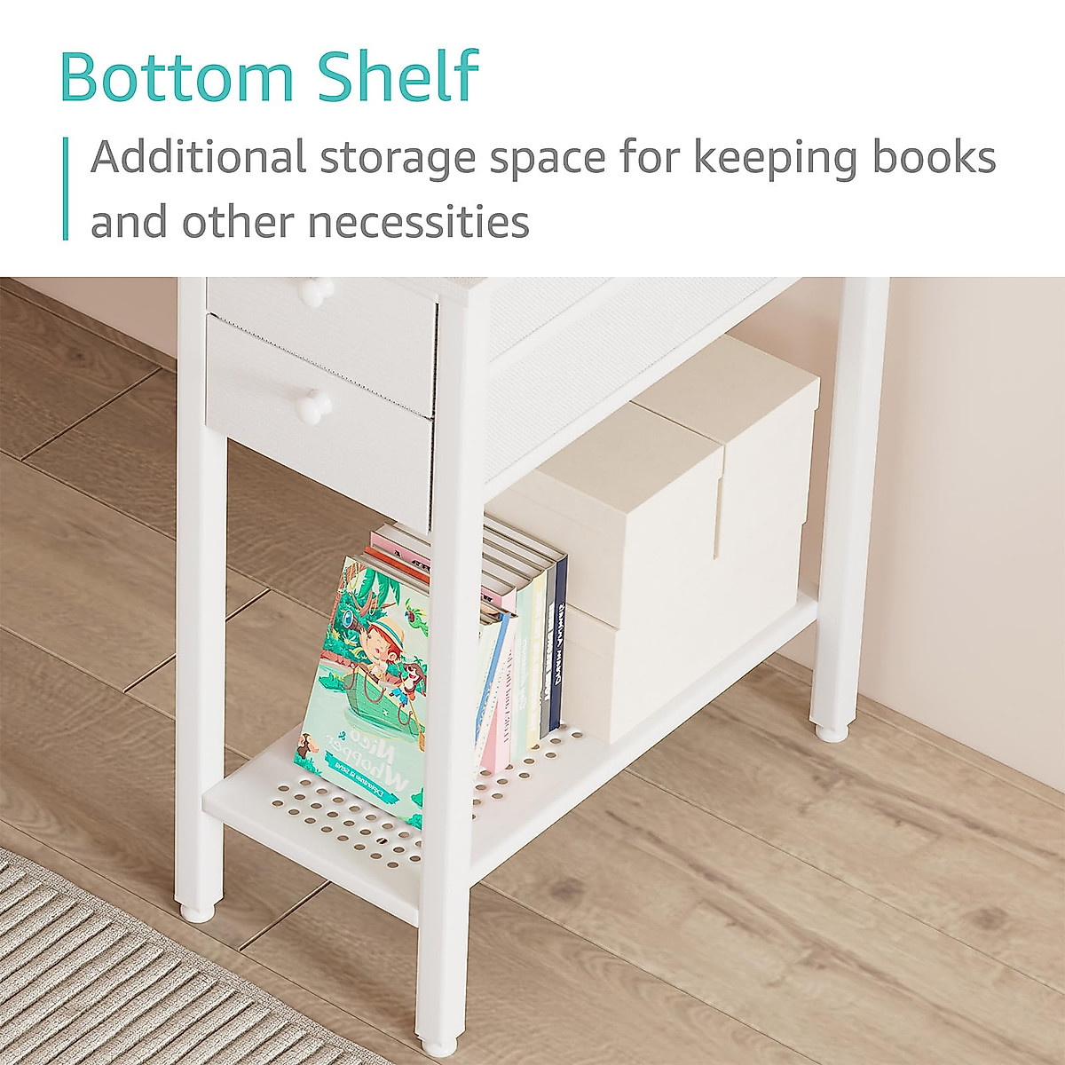 Lufeiya White Small Desk with Drawers - 40 Inch Computer Desk for Small Space Home Office, Modern Simple Study Writing Table PC Desks