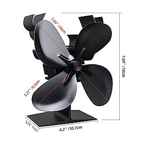 Surakey Wood Stove Fan for Heater, Heat Powered 4 Blade Non Electric Fireplace Fan with Bracket Reindeer Shape Heater, for Wood Log Burner Stove/Fireplace Camping Outdoor/Indoor Use (Green)