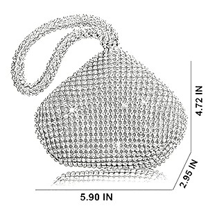 Vistatroy Women's Evening Bag Sparkly Rhinestone Purse Triangle Designer Chain Clutch Purse Bag Party Prom Wedding Purse(A Silver)