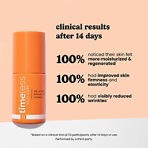 Timeless Skin Care Vitamin C Serum with Vitamin E & Ferulic Acid - Brightening Serum - for Oily & Dry Skin - Fragrance-Free - 1 oz