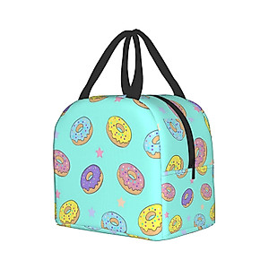 Donut Lunch Box Insulated Lunch Boxes Waterproof Lunch Bag Reusable Lunch Tote With Front Pocket For School Office Picnic