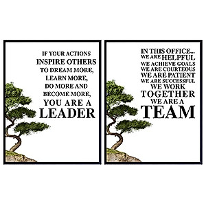 Office Wall Art Decoration Set - Motivational Decor - Leadership Saying - Gift for Boss, Manager, Team Leader, Coach, Teacher, Entrepreneur - Inspirational Quote Poster Print - Unique Photo 8X10 Set