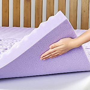 Mellow 3 Inch 5-Zone Memory Foam Mattress Topper, Soothing Lavender Infusion, Queen