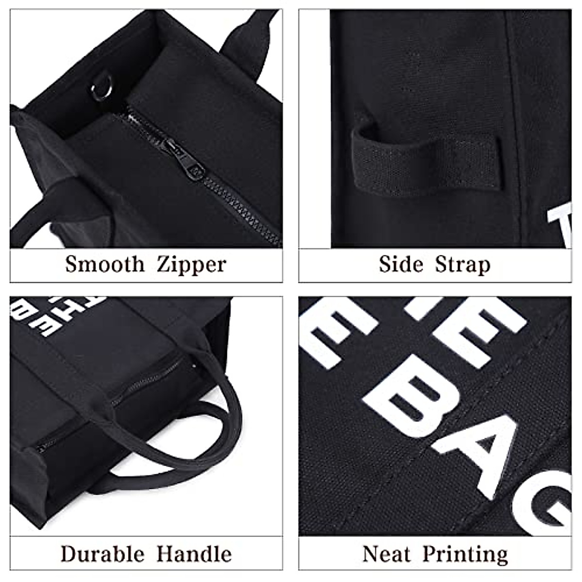 JQWSVE Canvas Tote Bags for Women Handbag Tote Purse with Zipper Canvas Crossbody Bag for Office, Travel, School