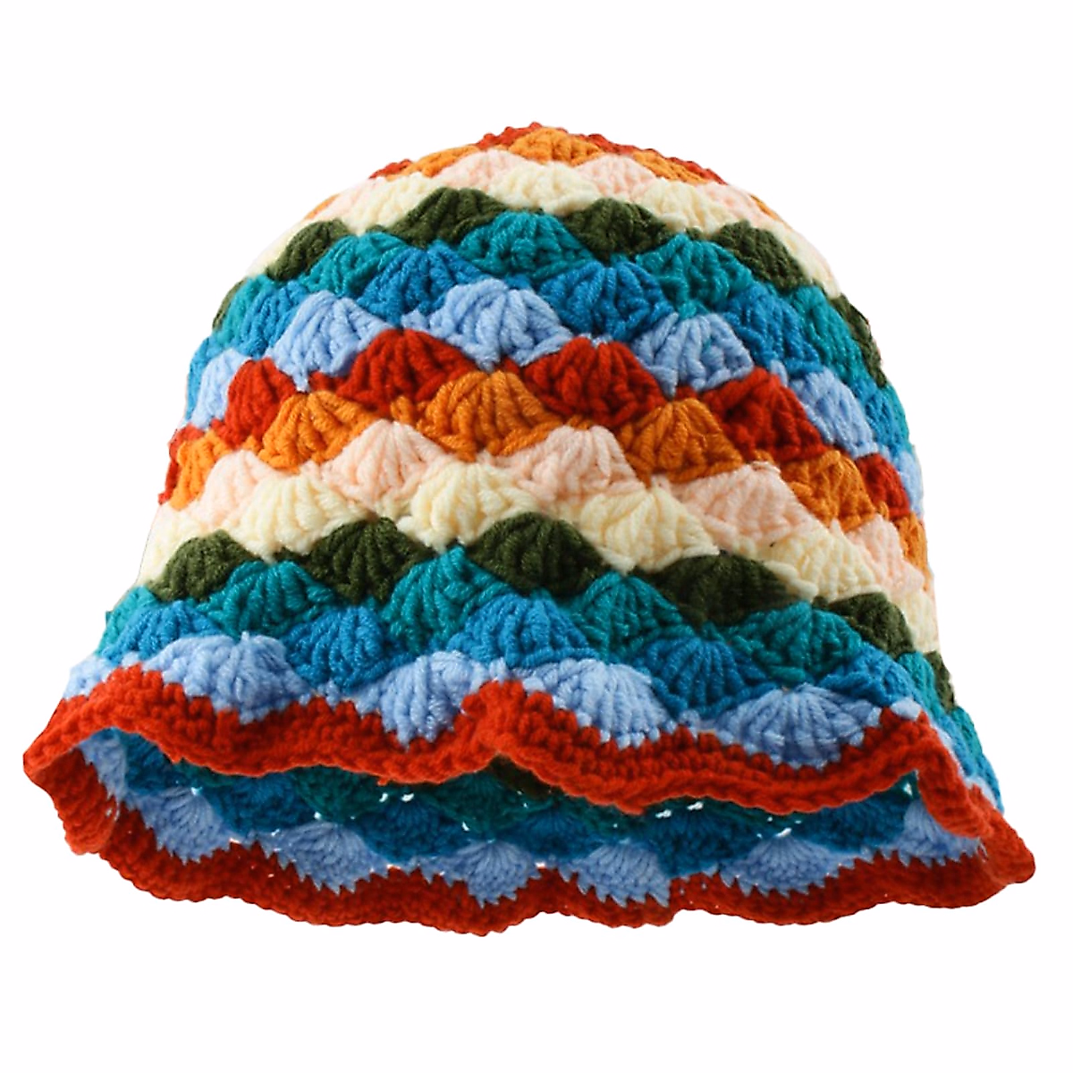 Crochet Bucket Hat Women Trendy Knit Floral Floppy Cap Cute Boho Flower Handmade Beanies Outdoor Boho Travel Fishing Hat