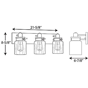 Calhoun Collection 3-Light Clear Glass Farmhouse Bath Vanity Light Antique Bronze