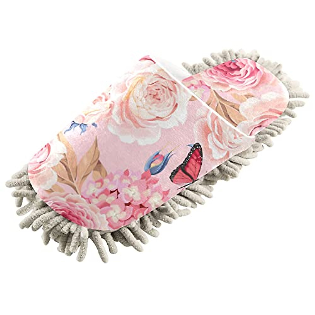 Roses Hydrangea Flower Mop Slippers Shoes Cover for Floor Cleaning Washable Dirty Dust Hair Cleaners Microfiber Mop Socks for Kitchen House Office