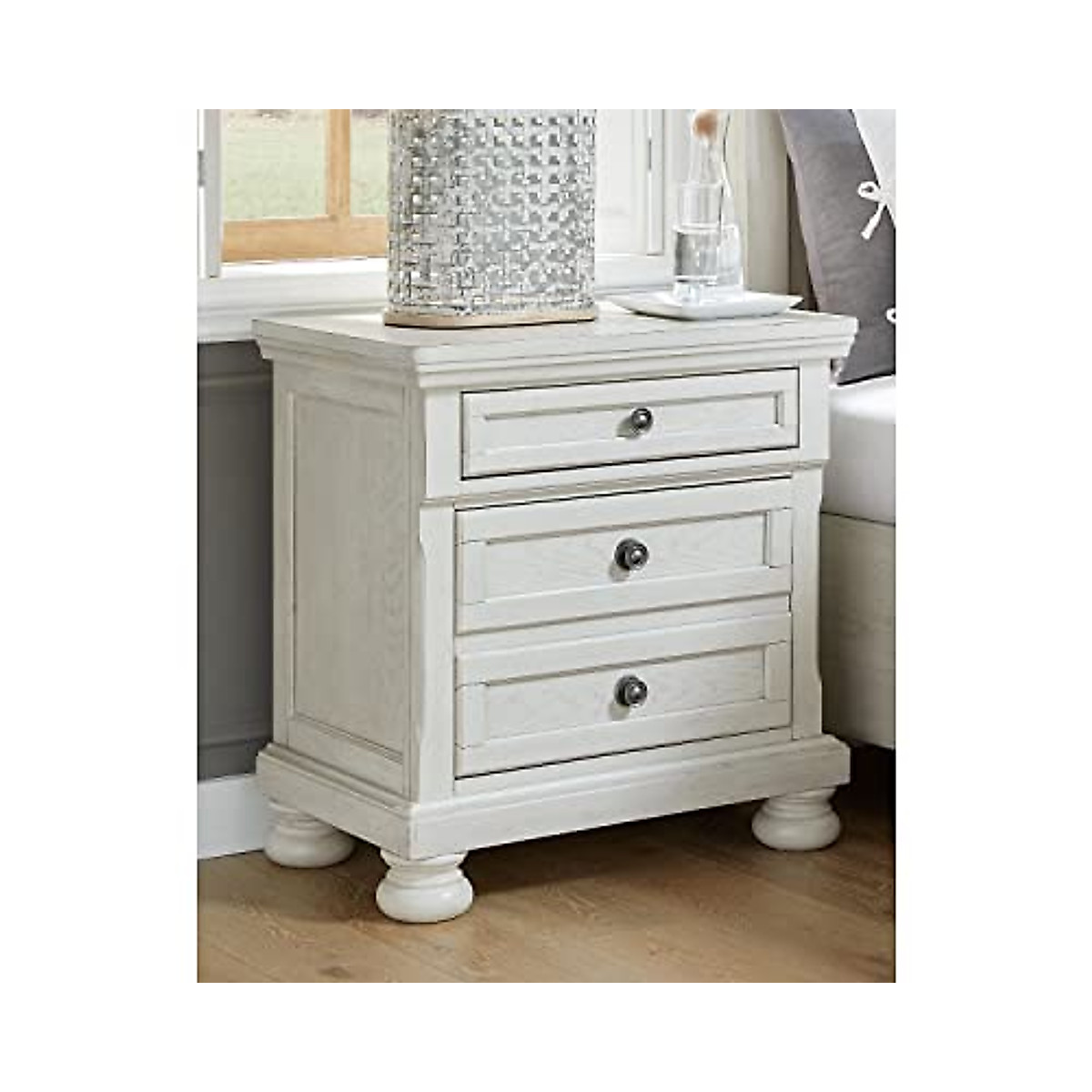 Signature Design by Ashley Robbinsdale 2 Drawer Night Stand, 29"W x 18"D x 30"H, White