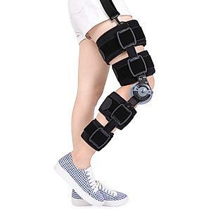 PHASFBJ Knee Joint Fixation, Adjustable Hinged Knee Joint Brace Knee Orthosis Support Knee Joint Stabilizer For Arthritis Joint Pain Meniscus Tear Knee Injury Recovery Fracture Splint,Right,M