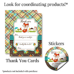 Fall Fox Birthday Party Invitations, 20 5x7 Fill In Cards with Twenty White Envelopes by AmandaCreation