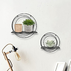 Rienias Floating Shelves Wall Mounted Set of 2, Hanging Storage Shelf for Bathroom, Living Room, Bedroom, Kitchen,Grey