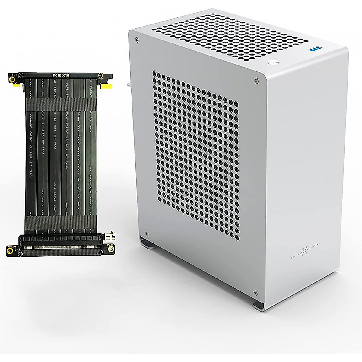 ZZAW A1P Mini-ITX PC Case, Mini Computer Case in Silver Color, Full Aluminum Small Gaming Computer Chassis with 3.0 Dual Reverse PCI Riser Cable