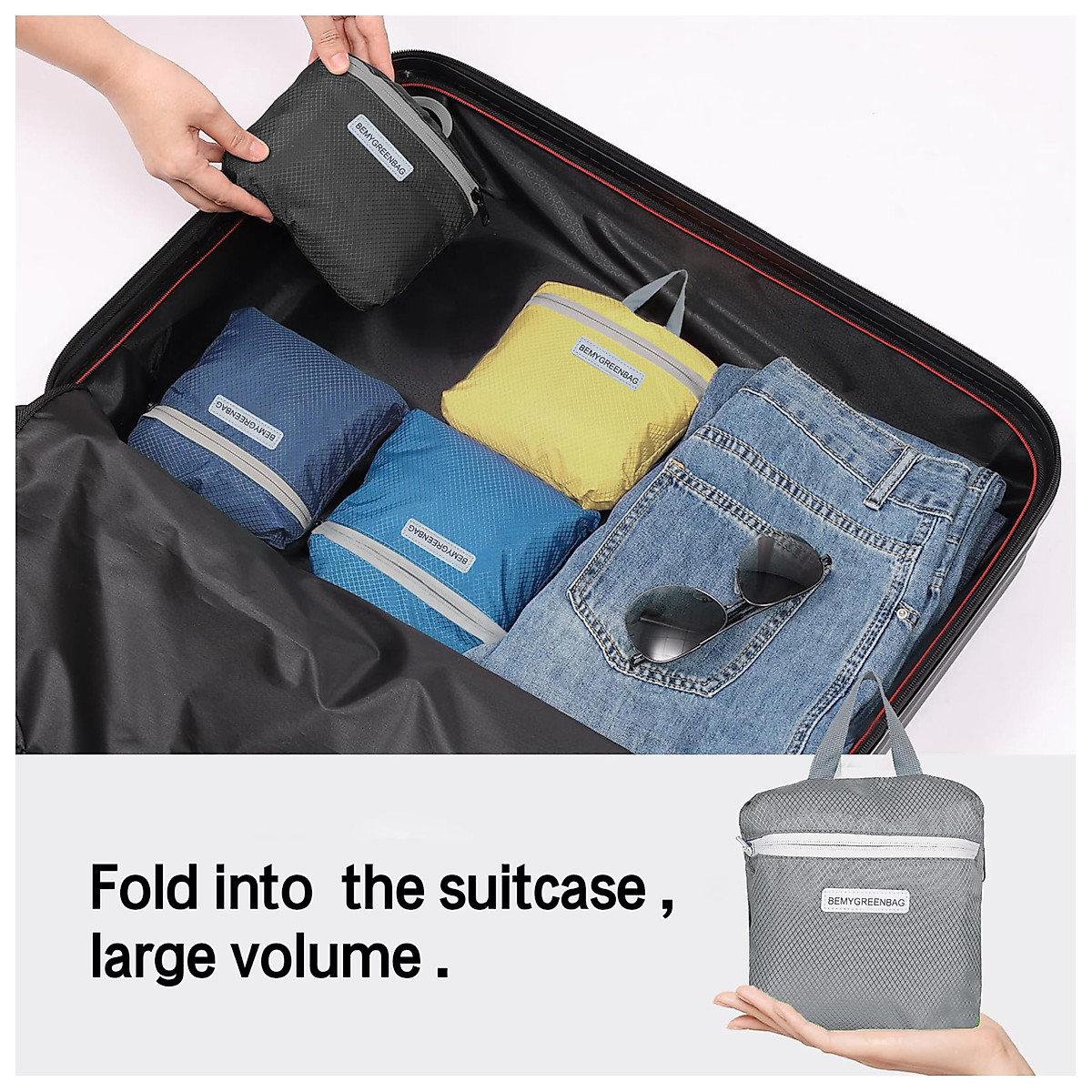 BEMYGREENBAG Waterproof foldable backpack lightweight packable bag for outdoor sport swimming kayaking Wet and Dry separated kids camping backpack (Grey)