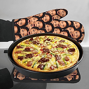 Custom Oven Mitts, Personalized Oven Mitts and Pot Holders with Your Face, Baking Gifts for Women for Kitchen Cooking, BBQ, Grillin-Style1, 1 Oven Mitts+ 1 Pot Holders