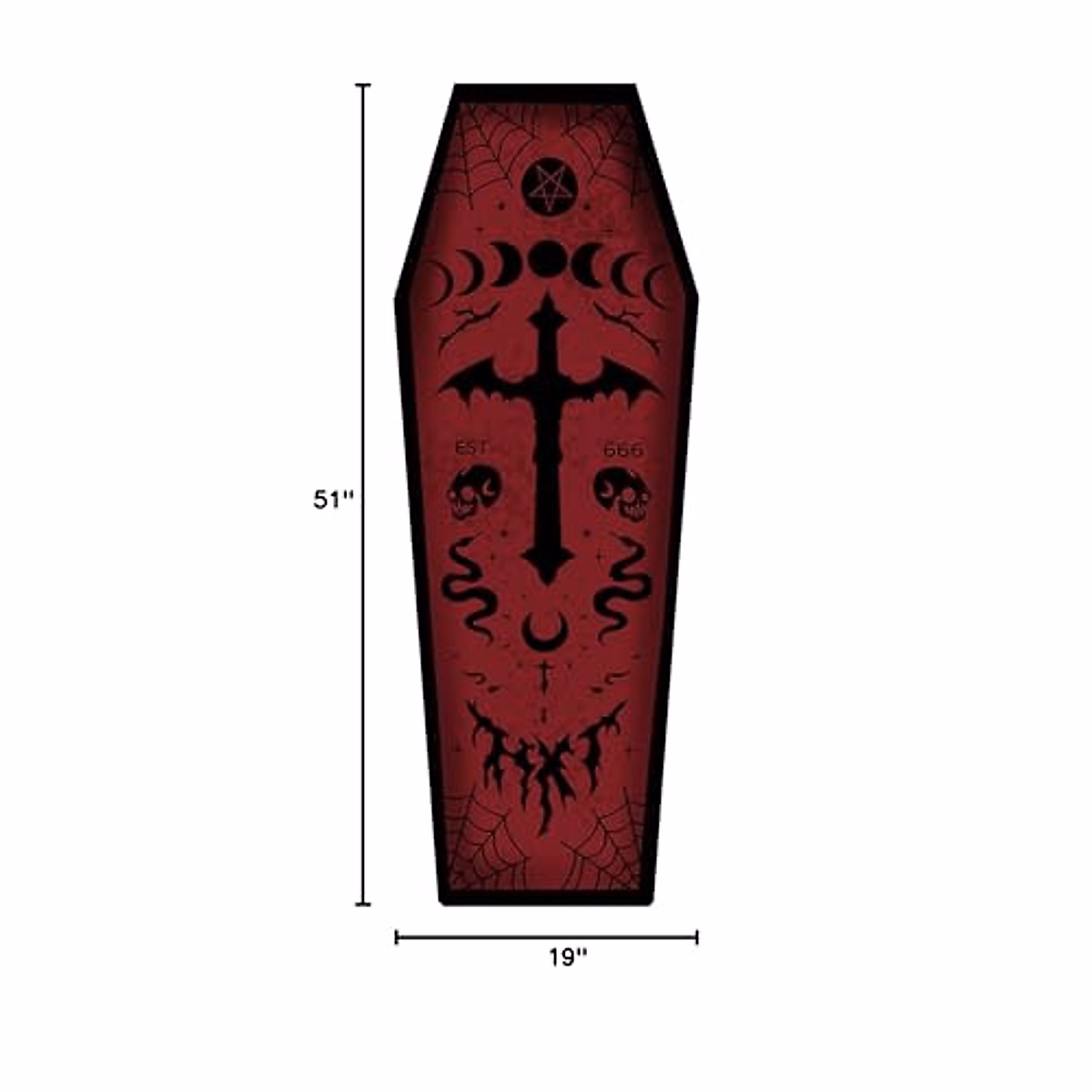 Halloween Carpet Dark Gothic Carpet for Living Room Decoration Coffin Shaped Rug Soft Non Slip Bedroom Home Party Supplies 51x19 Inch (Red)