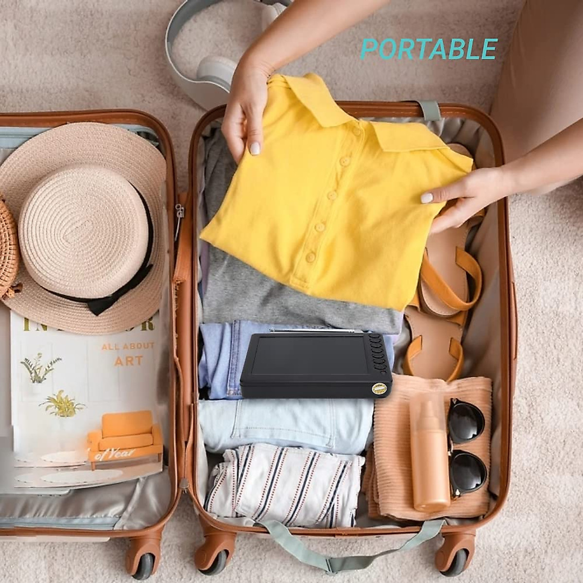 Acogedor 5 Inch Portable TV, 1080P ATSC Pocket Digital Car TV, with 1500mAh Rechargeable Battery, Support USB, TF Card, Mini Digital Television for Camping, Kitchen