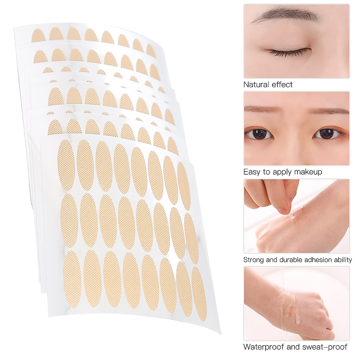 ZJchao Eyelid Tape, 240 Pairs Double Tapes Stickers Strip Sticker with Fork Rod Eyelids Big Eye Makeup Tool for Saggy Hooded Droopy Uneven Mono-Eyelids