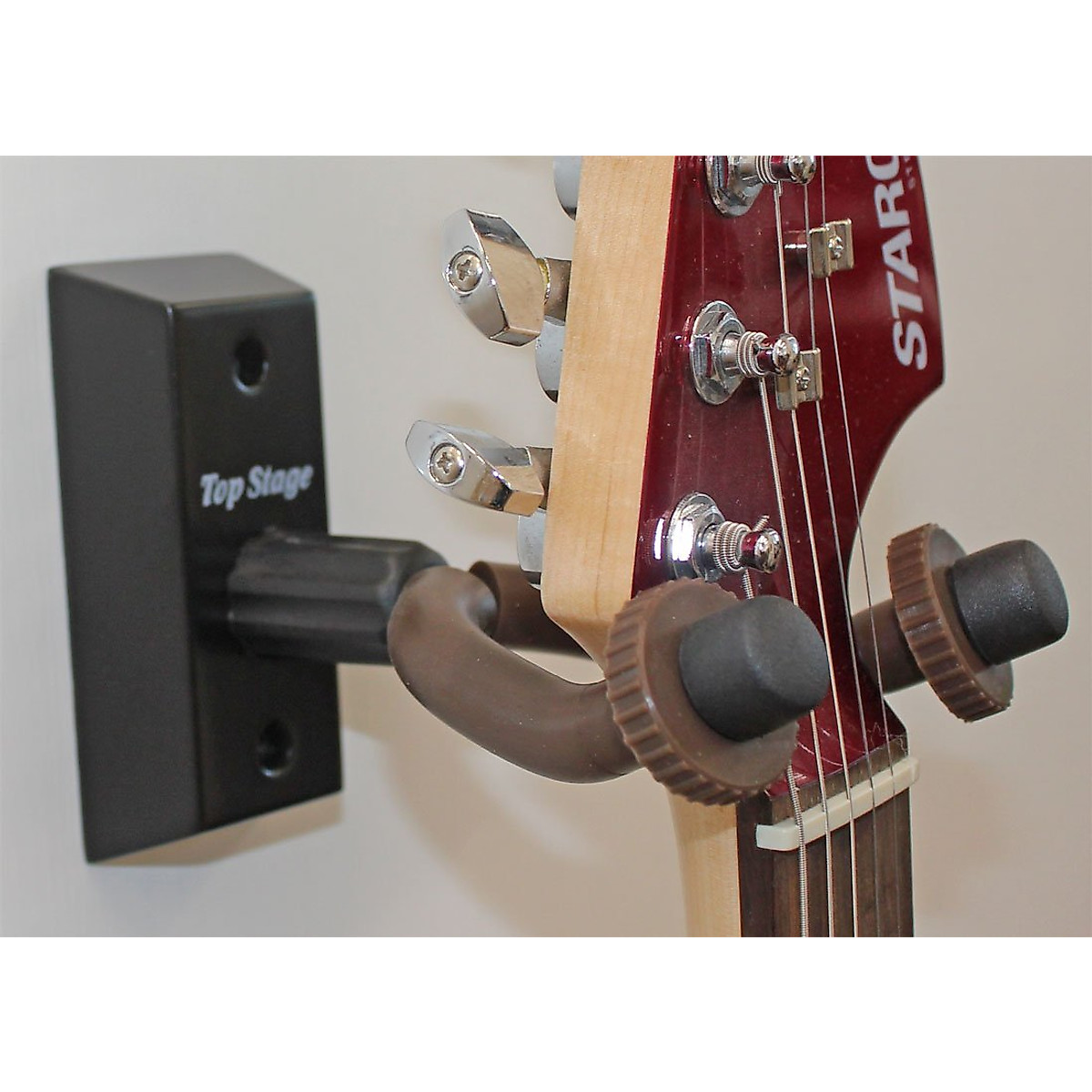 Top Stage® Home and Studio Guitar Keeper (Hanger) Stand Holder Rack w/Hardwood Base Wall Mount, JX15-BLA