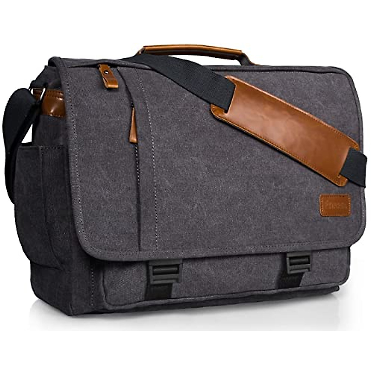 ESTARER Computer Messenger Bag 17-17.3 Inch Water-resistance Canvas Laptop Shoulder Bag for Travel Work College New Version, Grey