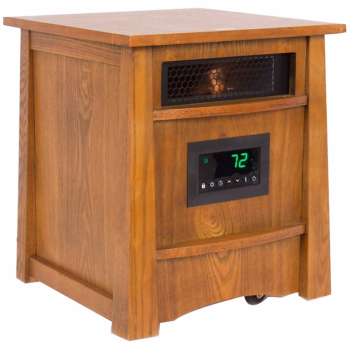 LifeSmart LifePro Ultimate 1500 Watts Electric Infrared Quartz Space Heater with Remote and 8 Heating Elements for Indoor Use, Brown Oak Wood