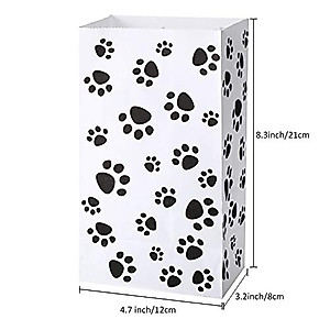 36 Pack Dog Paw Print Gift Paper Bags Dog Paw Print Treat Bags, Paw Print Gift Bags Dog Party Favors Paw Print Goodie Bags Dog Gift Bags Cat Treat Bags for Puppy Pet Treat Party Favor(White Black)