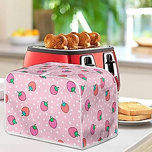 HUIACONG Strawberry Dots 4 Slice Toaster Cover Bread Maker Protective Cover Bag Pink Bread Toaster Oven Cover Kitchen Machine Protector Cover Small Appliance Organizer Bag Cover