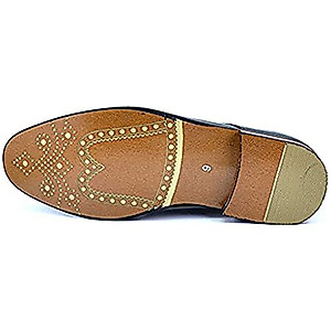 Bruno HOMME MODA ITALY PRINCE Men's Classic Modern Oxford Wingtip Lace Dress Shoes,PRINCE-6-BROWN,11 D(M) US