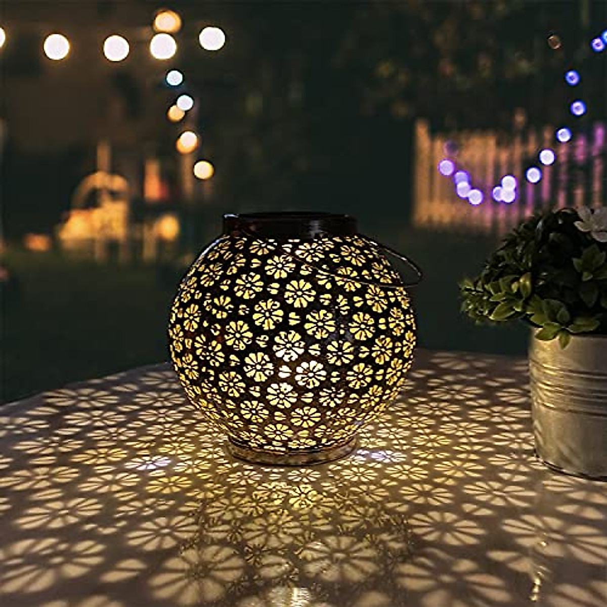 Solar Lantern Outdoor Hanging Lights 2022 New Version Largest and Brightnest Solar Lights Waterproof Metal Table Lamp for Garden, Yard, Tabletop, Patio, Lawn Decorative