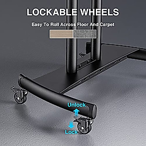 PERLESMITH Mobile TV Stand for 55-90 Inch Flat/Curved Screen TV Max VESA 800x500mm Outdoor TV Cart with Height Adjustable AV Shelf- UL Certificated Rolling Floor TV Stand Holds up to 200Lbs (PSTVMC07)