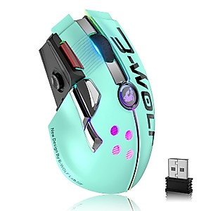 Wireless Gaming Mouse,12000 DPI Computer Mouse with Rechargeable 1000mAh Battery,Type-C,Chroma RGB Backlight,9 Programmable Buttons+Rapidfire,Joystick Design for PC,PS4,PS5,Xbox Gamer(Black)