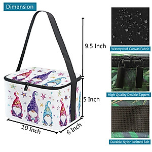 ZZXXB Gnome with Stars Insulated Lunch Bag Cooler Reusable Lunch Box School Office Travel Picnic Tote Bag for Women Men Kids