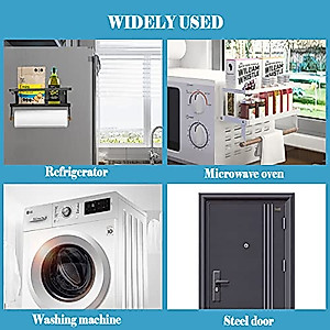 Magnetic Paper Towel Holder , 2-in-1 Magnetic Spice Rack with Hooks,Wall Mount Shelf Towel Rack for Refrigerator (Black, With hook)