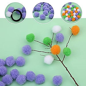 150 Pieces Light Purple Pom Poms, 1 Inch Pom Poms with Self-Adhesive Wiggly Eyes for Crafts, Small Fuzzy Balls Pompom Puff Balls for DIY Art Creative Crafts Decorations