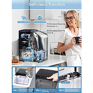 Nugget Ice Maker Countertop, 55lbs/24H Tooth-Friendly Soft Chewable Pebble Ice Machine, Self-Cleaning with Drainpipe, Crushed Pellet Ice Makers for Home Kitchen Party, Stainless Steel