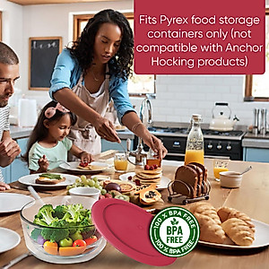 Replacement Lids for Pyrex Containers Round Glass Food Plastic (2) 2-Cup (2) 4-Cup (2) 7-Cup (Red)