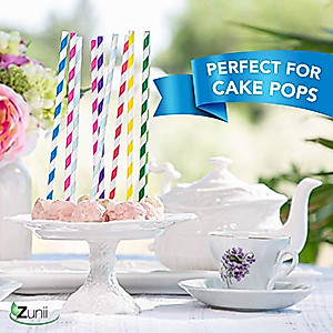 Zunii 300-Pack Multi-Color Biodegradable Paper Straws - 10 Bright Colors - Eco Friendly Straws for Juice, Soda, Cocktails, Shakes - Great for Birthday Parties, Bridal Showers, Cake Pop Sticks