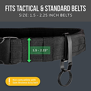 TKH-S1 Stealth Tactical Key Ring Holder for Duty Belts, Quick Release Clip w/2 XL Detachable Rings Max 2.25" Belt For Police, Correctional, Fire Dept