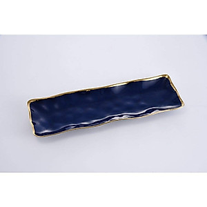 Pampa Bay Sunset by the Sea Titanium-Plated Porcelain Rectangular Serving Platter, 19 X 16.25 X 1in