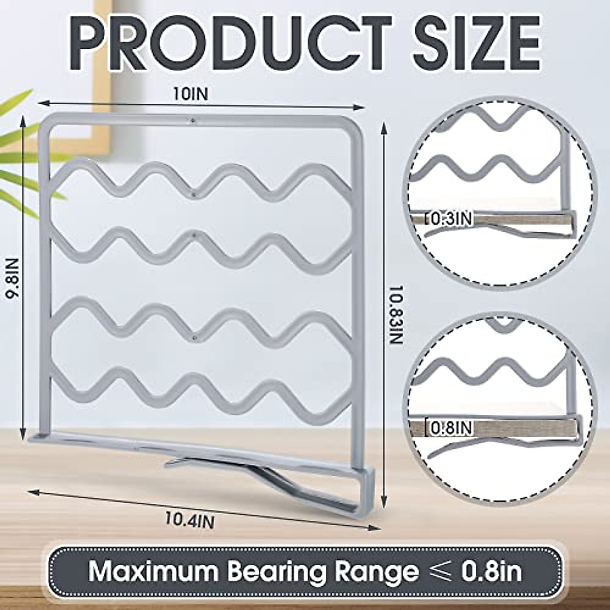 Tatuo Closet Shelf Dividers Closet Shelf Organizer Shelf Separators Multifunctional Closet Shelving Pieces Cabinet Storage Organization for Wardrobe Bedroom Kitchen Bathroom (Light Grey, 24 Pcs)