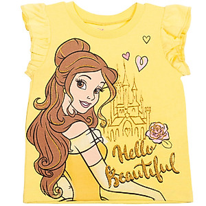 Disney Princess Belle Toddler Girls T-Shirt and French Terry Shorts Outfit Set 3T