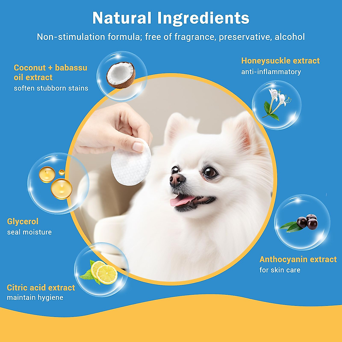 Avont Dog Eye Wipes Tear Stain Remover, 130 Pcs Cat Eye Cleaner for Discharge Crust, Gently Cleaning Pet Faces