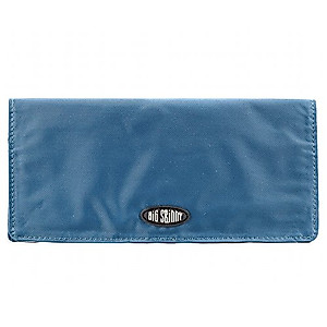 Big Skinny Women's Leather Executive Bi-Fold Checkbook Slim Wallet, Holds Up to 40 Cards,Lightweight, Slim, Ocean Blue
