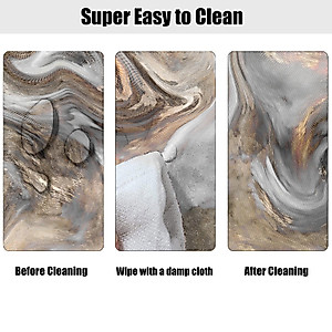 Marble Oval Fitted Tablecloth, Retro Marbling Texture Elastic Edged Table Covers, Sand Brown Wrinkle Resistant Table Cloths for Kitchen Dining, Party, Holiday, Buffet, Fits to 48" x 68" Oval Table