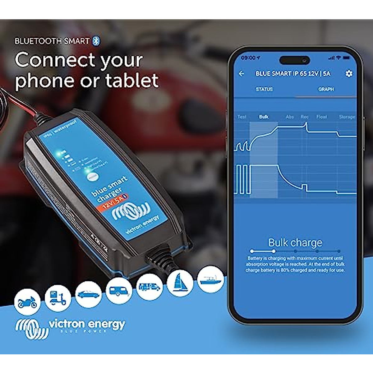 Victron Energy Blue Smart IP65 12-Volt 5 amp Battery Charger (Bluetooth)