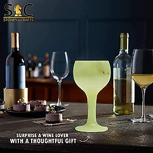 STONES N CRAFTS Marble Wine Glasses Set of 2 Handmade Unique Wine Glasses 5 Ounce - Modern Wine Glasses for Wine Home and Kitchen Décor – Beautiful Onyx Stone Cool Wine Glasses Best for Gifts